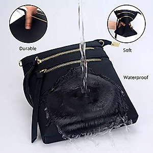 Bveyzi Women's Small Crossbody Purse Multi-Pocket Lightweight Crossover Travel Bag Over The Shoulder with Extra Long Strap (Black)