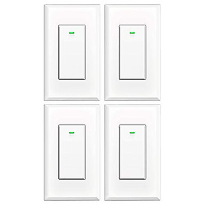 Smart Switch WiFi Light Switch No Hub Required, Light Switch Alexa Compatible with Google Assistant Requires Neutral Wire,Timer Schedule, KULED K36 4Pack