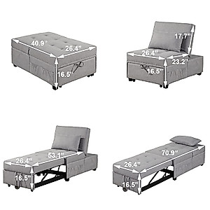 BINGTOO Sleeper Sofa Chair Bed 4 in 1 Convertible Chair Multi-Function Folding Ottoman Sleeper, Pull Out Sleeper Chair Bed- Modern Convertible Chair Bed Pull Out Sleeper Couch Bed for Living Room