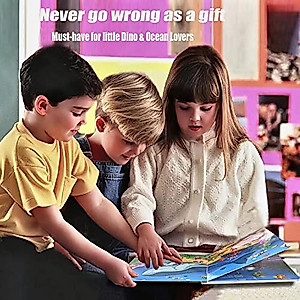 Wallxin Peek-a-Flap - Lift The Flap Interactive Board Book Early Learning Education Gift for Babies Toddlers Kids Boys Girls Litter Dinosaur & Ocean Lovers - 2 Pack