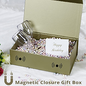 Gift Box with Magnetic Closure Lid 12" X 6" X 4" for Presents,Luxury for Gift Packaging, Bridesmaid Gifts Box, Magnetic Gift Box for Gifts,Birthday Gift Box,Christmas Gift Box (Gold)