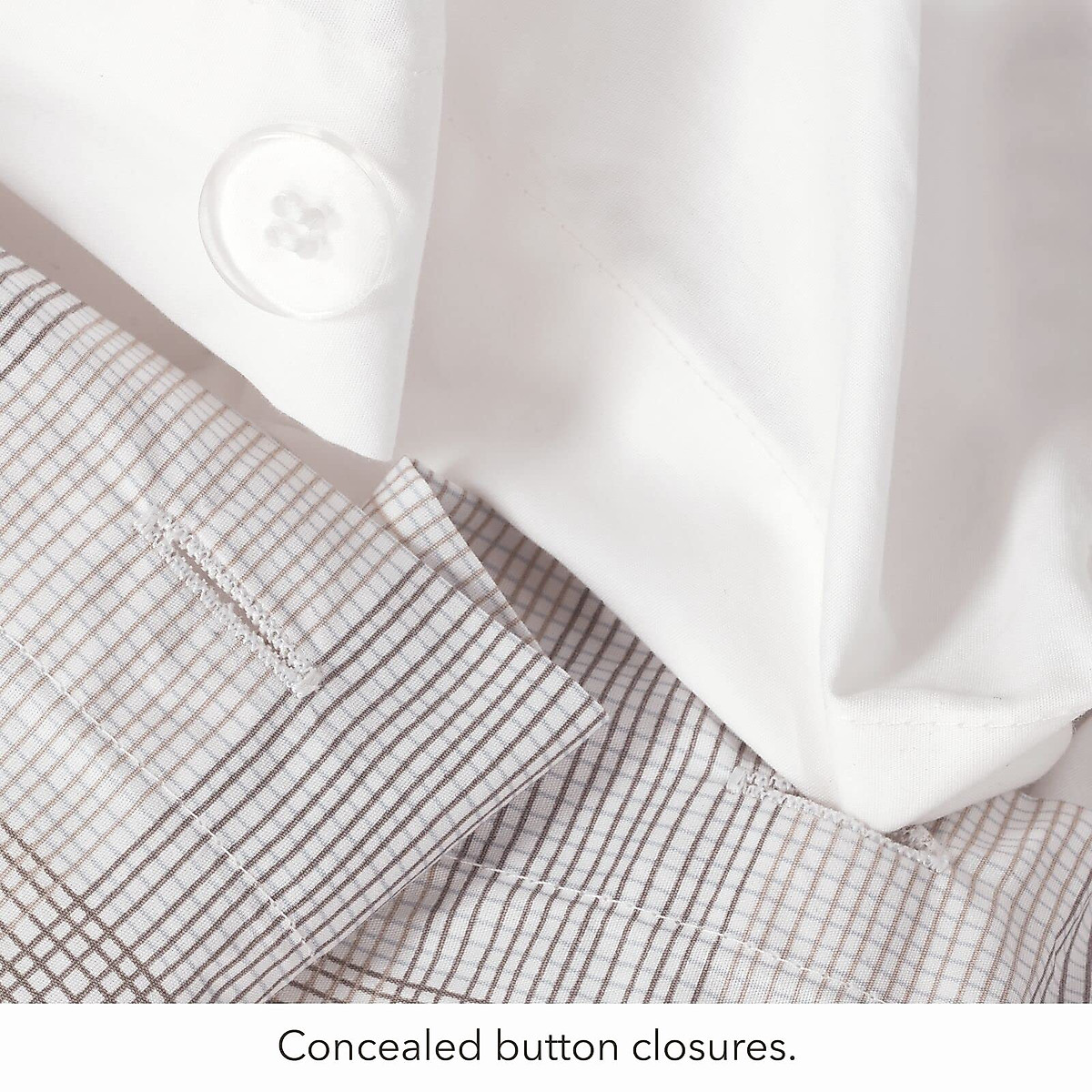 Nate Home by Nate Berkus 250TC Glen Plaid Duvet Cover Set | All-Season Cotton - Twin Size - from mDesign - 2 Piece - Includes 1 Duvet Cover, 1 Pillow Sham, Pearl Multi (Cream/Beige)