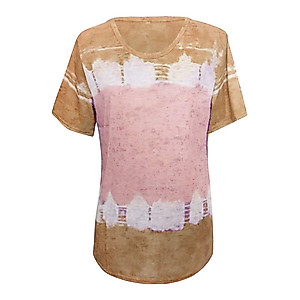 Womens Summer Tops Women's Floral Tunic Tops Casual Blouse Round Neck Summer Short Sleeve Buttons Up T-Shirts