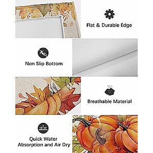 Fall Pumpkins Outdoor Area Rug 4'x6',Patio Balcony Porch Front Door Camping Camper Deck Runner Rug,Washable Carpet Indoor Living Room/Kitchen Floor Mat Thanksgiving Autumn Retro Eucalyptus Leaves