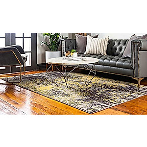 Unique Loom Estrella Collection Distressed, Abstract, Dark Colors, Modern Area Rug, 3 ft 3 in x 5 ft 3 in, Gray/Beige