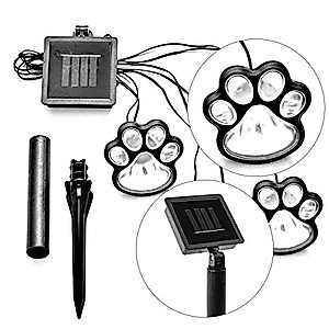 SH-RuiDu Solar 4-Paw Light Garden Ground Dog Cat Paw LED Solar Lamp for Garden Patio Yard Decor Walkway