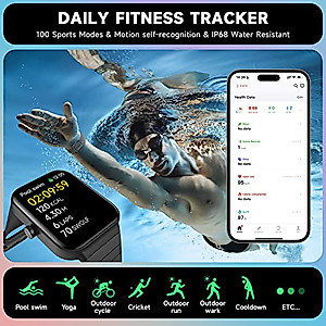 VRPEFIT Smart Watch for Men Women, Bluetooth 5.3 Calling Alexa Built in, 1.8" Activity Fitness Tracker for iPhone Android Phones, Heart Rate Blood Oxygen(SPO2) Sleep Monitor, IP68 Waterproof