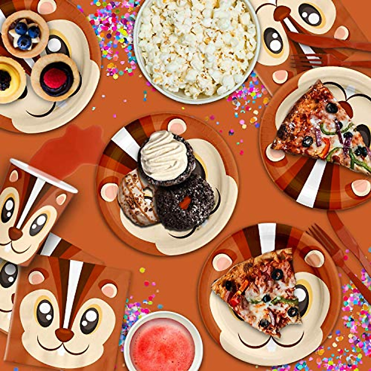 Squirrel Birthday Party Supplies Set Plates Napkins Cups Tableware Kit for 16