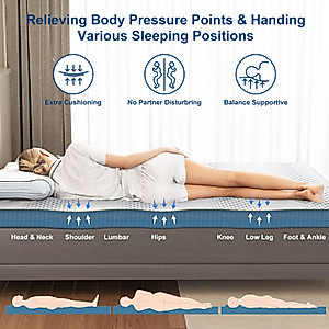 Maxzzz Queen Size 4 Inch Firm Memory Foam Mattress Topper, Gel Infused Bed Topper with High Density Extra Firm Foam-Relieve Back Pain, Mattress Pad with Removable Cover