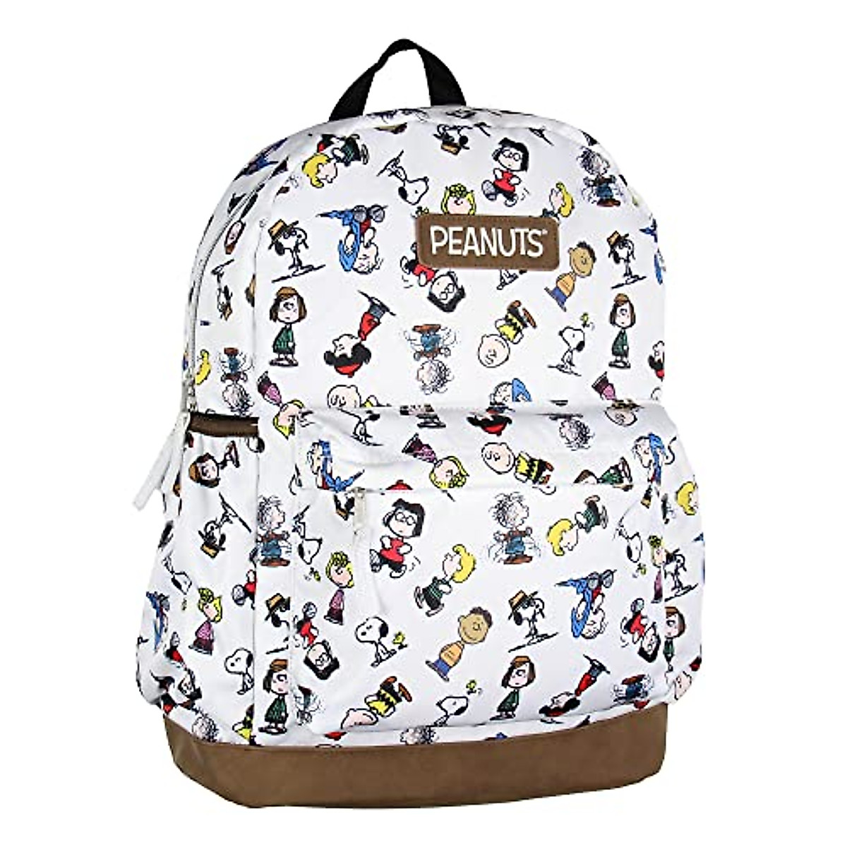 INTIMO Peanuts Snoopy Charlie Brown Sally Linus Cute School Travel Backpack With Faux Leather Bottom