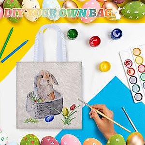 Moukeren 50 Pcs Canvas Tote Bag Bulk Mini DIY Blank Tote Sack Natural Plain Small Cotton Reusable Bag for Easter Gift(8 x 8 Inch)