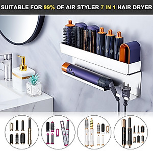 YAYINLI Blow Dryer Holder Wall Mounted Hair Dryer Holder, Blow Dryer and Curling Iron Holder for 7 in 1 Styler Attachments, Stainless Steel Straightener Holder, Bathroom Hair Tools Organizer Storage