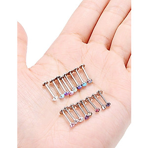 Jenxnjsjo Lip Rings Cartilage Earring 16g 6/8/10mm Medusa Monroe Ashley Labret Surgical Steel Flat Back Tragus Helix Conch Piercing Jewelry Earrings for Women Men