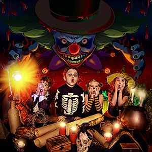 Halloween Clown Decorations Scary Carnival Backdrop Halloween Clown Banner Creepy Clown Background Photography for Horror Circus Carnival Halloween Party Decor Supplies Scary Evil Vampire (Scary)