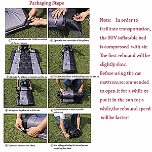 Lohang Thickened and Double-Sided SUV Air Mattress Outdoor Car Travel Air Bed Multi-Function Self Inflatable Sleeping Pad with Pump Portable Camping Mattress for Family, Suv Mattress02 Dark Grey