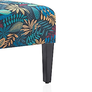 BELLEZE Accent Chair Modern Upholstered Living Room Chair with Curved Backrest and Wood Legs, Armless Slipper Chair for Bedroom, Fabric Corner Side Chair Lounge Chair - Andre (Leaf)