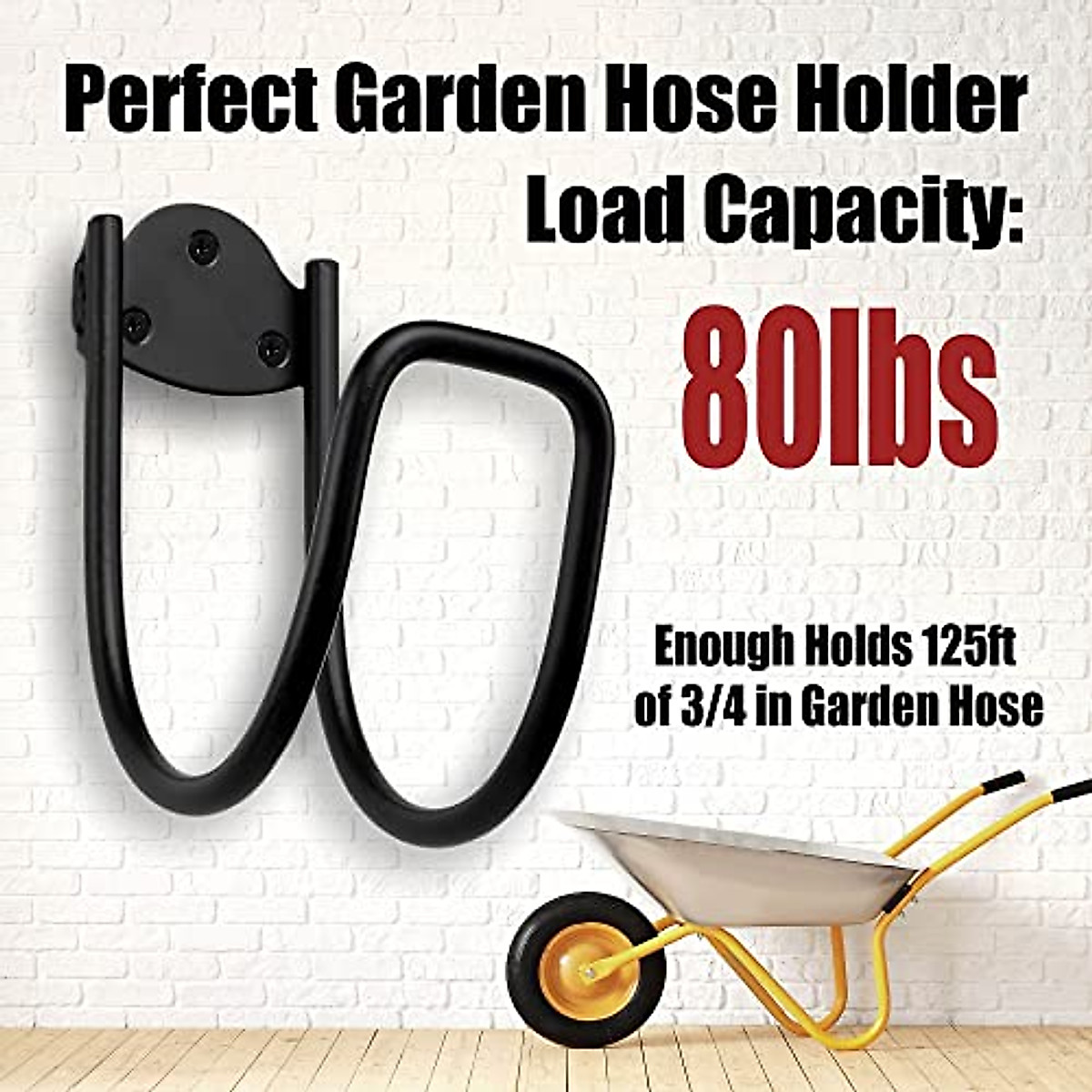 Wall Mount Hose Holder - Garden Water Hose Holders for Outside/Heavy Duty and Durable Hand-Forged Water Hose Hanger Rack (1, M)