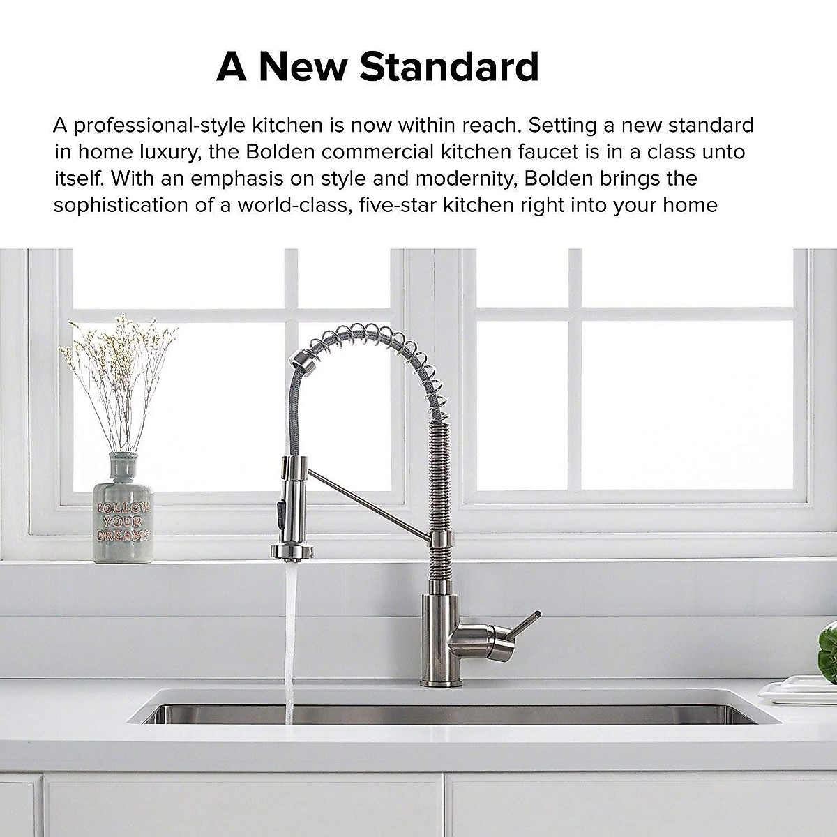 Kraus KPF-1610SS Bolden 18-Inch Commercial Kitchen Faucet with Dual Function Pull-Down Sprayhead in All-Brite Finish, Stainless Steel