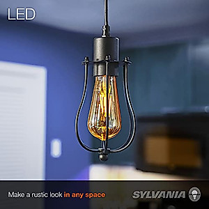 SYLVANIA Vintage Lowell Cage Pendant Light Fixture, 60W LED Dimmable ST19 Edison Bulb Included, 800 Lumens - 1 Pack (75513)