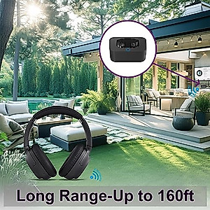 Soundodo Wireless headphones for tv watching with Bluetooth 5.2 Transmitter Charging Dock,Optical,Coaxial,AUX,RCA,Plug n Play,50Hr Playtime,No Delay,headphones for hard of hearing,165ft Long Range