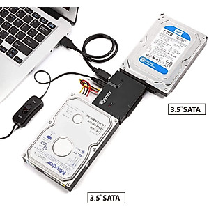 Xbnmex IDE SATA to USB 2.0 Cable Hard Drive Reader IDE SATA PATA USB 2.0 for Hard Drive Disk HDD 2.5" 3.5" with External AC Power Adapter(Black)