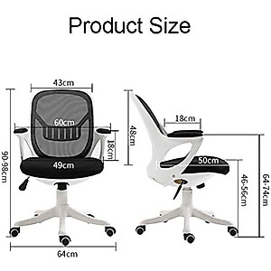 MayNuo Office Chair Gaming Chair Barber Comfy Computer Chair Adjustable Height Office Chair with Chrome Base Padded Swivel Chair/White Frame Black Net