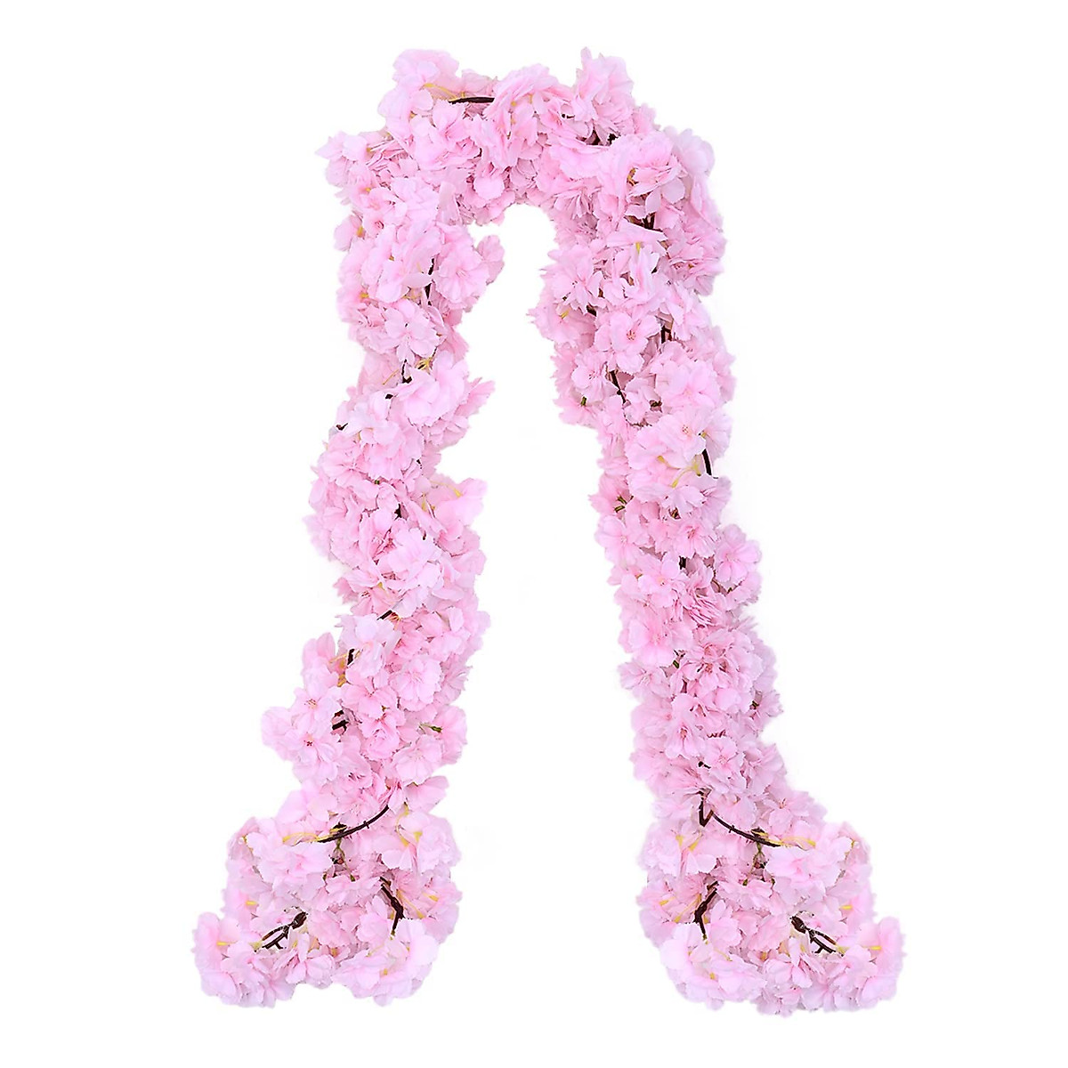 LIVILAN Cherry Blossom Garland Artificial Cherry Blossom Vines 2pcs Flower Garland Spring Garland Pink Floral Garland Hanging Vines Wedding Garden Arch Wall Home Party Cherry Blossom Decor