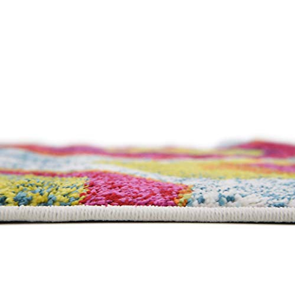 Unique Loom Lyon Collection Colorful Modern Abstract Floral Area Rug, 4 x 6 Feet, Blue/Yellow