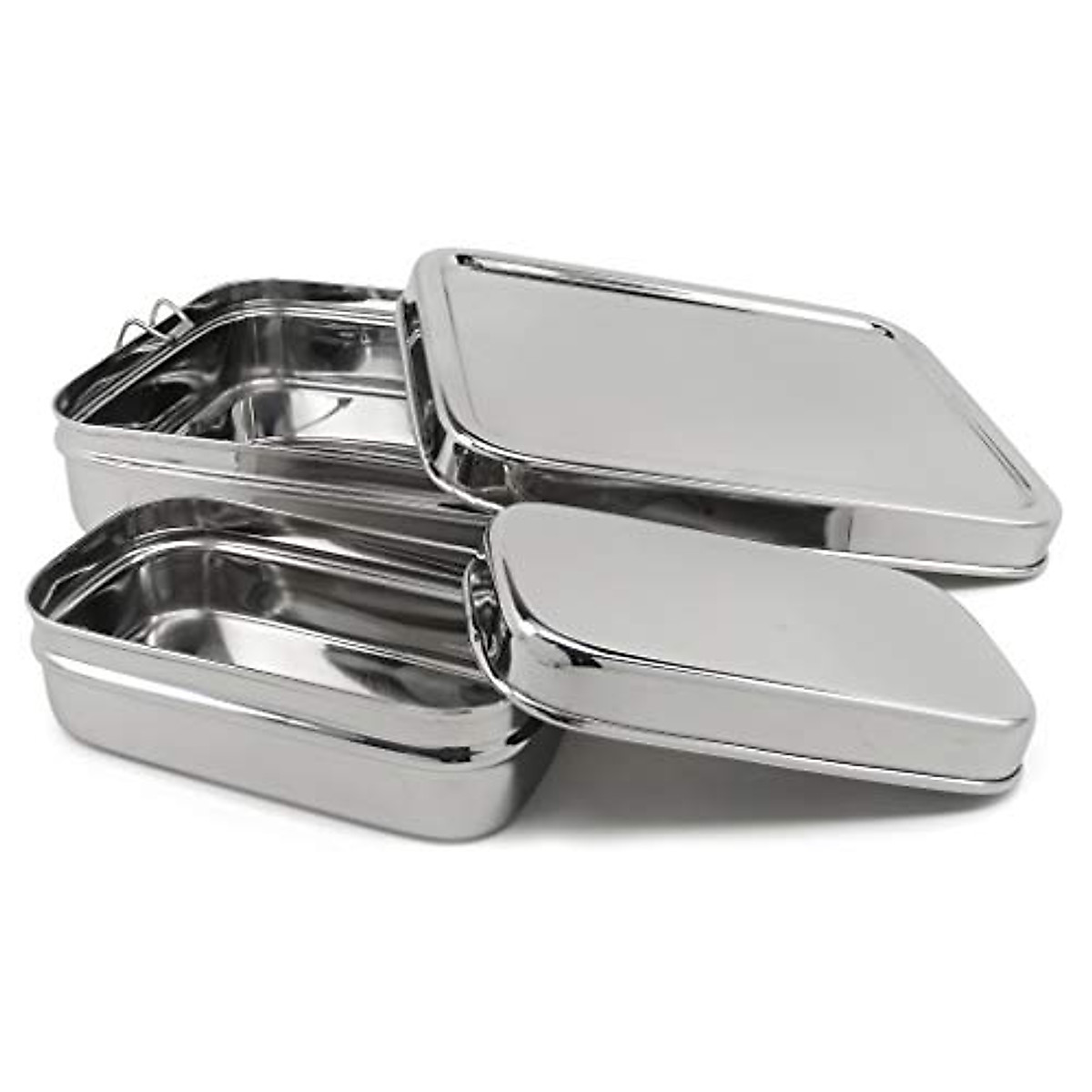 Lifestyle Block Stainless Steel Lunchbox - 7 Inch Rectangle with Nesting Mini Container - BPA Free