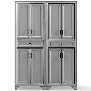 Crosley Furniture Tara 2-Piece Pantry Set, Distressed Gray