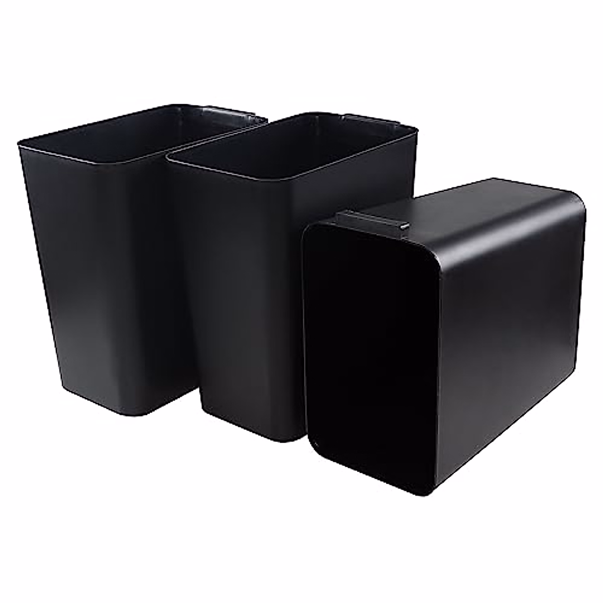 HOMMP 3-Pack Black 4.5 Gallon Office Wastebasket, Deskside Plastic Garbage Container Bin