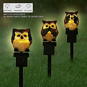 TastyHome Solar Owl Decor 3 Packs, Owl Solar Light Waterproof with Stake for Garden Decoration£¬Owl Solar Path Light Lamp Garden Sculptures & Statues for Lawn Backyard Decor