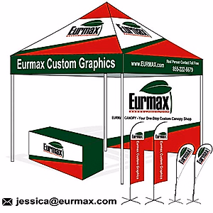 Eurmax 10'x10' Ez Pop-up Booth Canopy Tent Commercial Instant Canopies with 1 Full Sidewall & 3 Half Walls and Roller Bag, with 4 SandBags + 3 Cross-Bar(White)