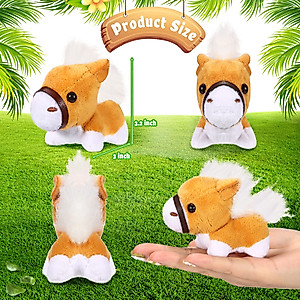 Zomiboo Stuffed Horse, 12 Pcs Assorted Toy Plushies, 3.2 Inch Mini Plush Animals Keychain Party Favors with Detachable Chain for Farm Party Supplies Christmas
