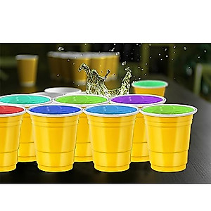 cssopenss 500 pcs 2 oz Plastic Shot Glasses yellow shot glasses disposable 2 oz yellow solo cups for drinking Tastings served Snacks Jello Tastings and Samples