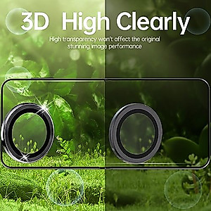 Vizvera for Samsung Galaxy Z Flip 5 Camera Lens Protector, Metal Ring 9H-Tempered Glass Camera Cover HD Clearly Anti-Scratch Individual Ring with Installation Tray-Black