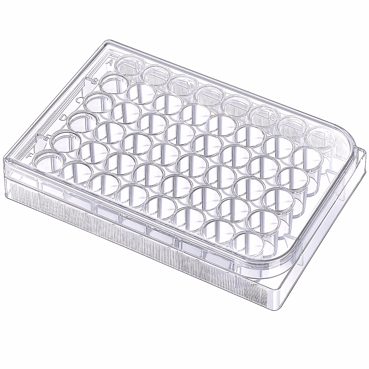 Tellegloww 1 Pack Disposable Sterile Flat Tissue Cell Culture Plates with Lid Tissue Culture Treated Plate for Lab Cell Culture, Clear (48 Well)