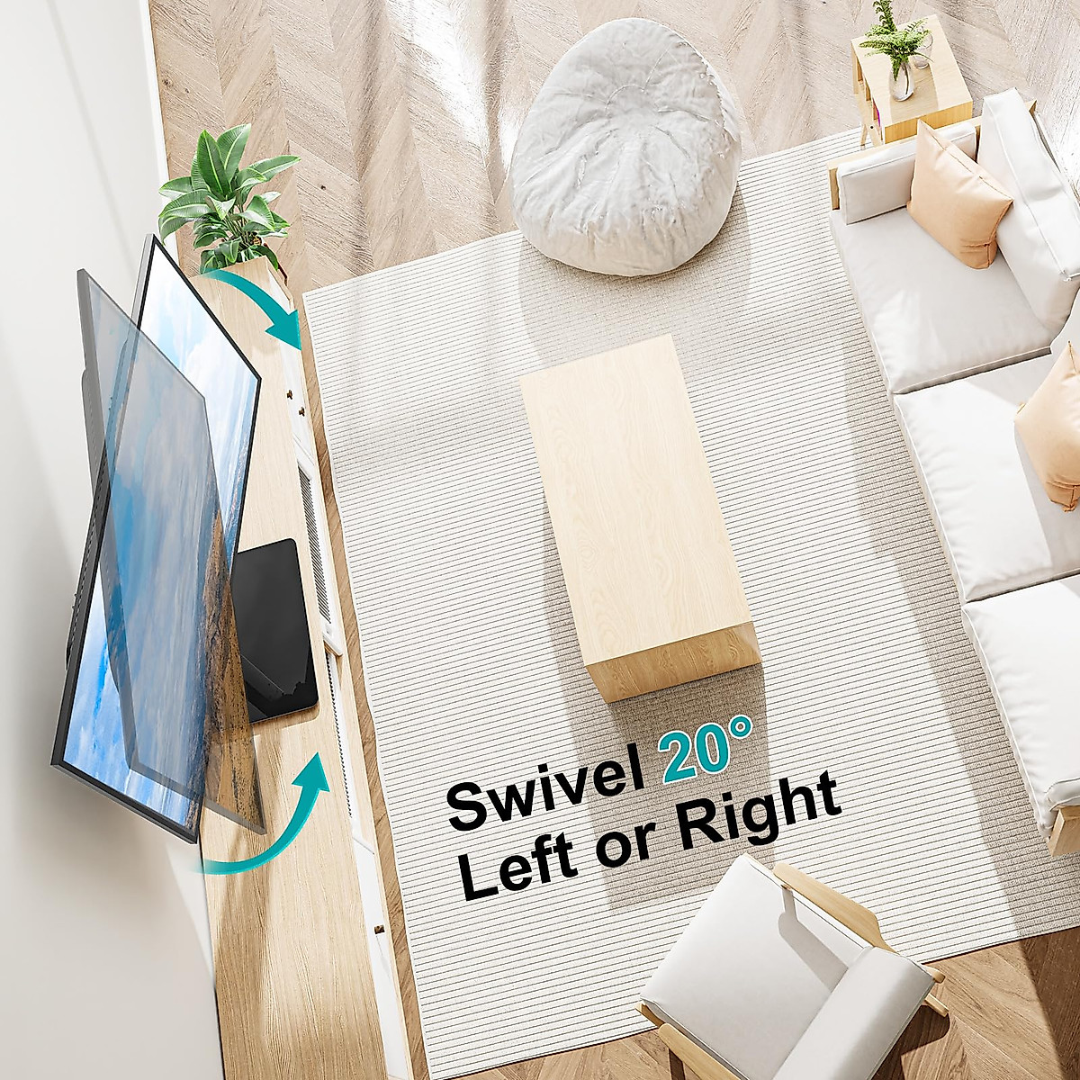 Universal TV Stand, Swivel TV Stand Base Fits Most 37 to 70 Inch LCD LED Screens, 9 Levels Height Adjustable Table Top TV Stand with Tempered Glass Base, Holds up to 88lbs, Max VESA 600x400mm