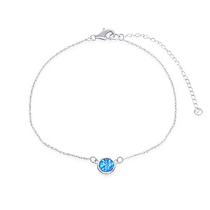 Sterling Silver Created Blue Opal Disc 12-16" Adjustable Choker Necklace