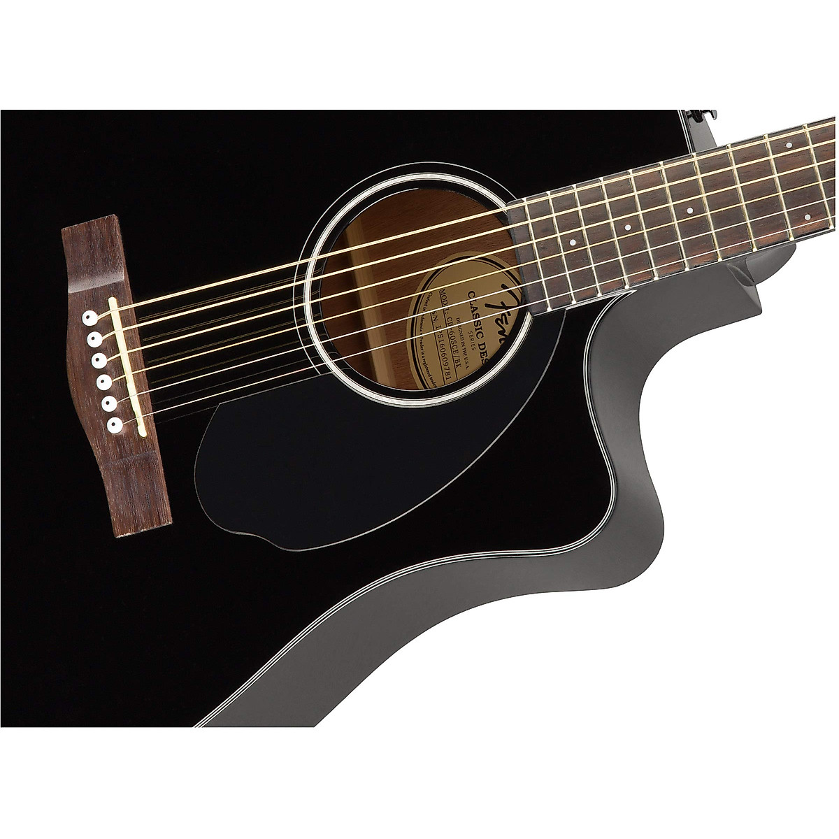 Fender CD-60SCE Solid Top Dreadnought Acoustic-Electric Guitar - Black Bundle with Hard Case, Instrument Cable, Tuner, Strap, Strings, Picks, and Austin Bazaar Instructional DVD
