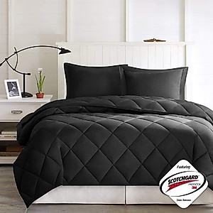 Madison Park Larkspur All Season Reversible Two Sides Down Alternative Set 3M Stain Release Comforters, King, Black/Black