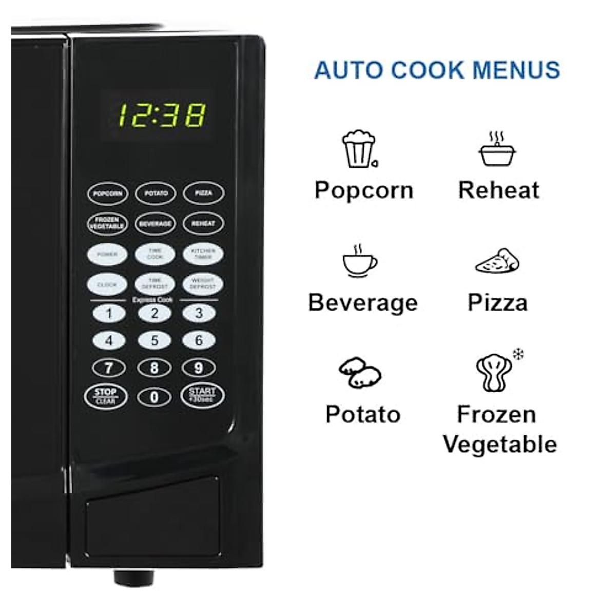 Emerson MW9255B Countertop Microwave Oven, 6 Pre-Programmed Settings, Removable Glass Turntable and Child Safety Lock, 0.9 Cu ft, 900W, Black