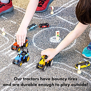 Srenta 4 inch Die Cast Pull-Back Monster Tractor, Pullback Farm Tractor, 3, Pack of 3