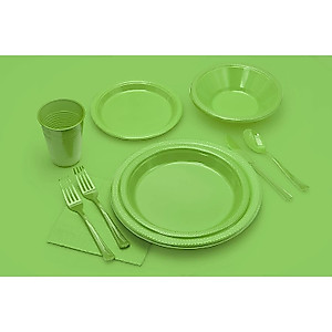 Exquisite 9 Inch. Dinner Plates Lime Green Plastic Plates Disposable, 50 Count Plate Set, Disposable Plates For Party, Heavy Duty Plastic Plates Disposable, Plastic Plates For Party, Party Plates