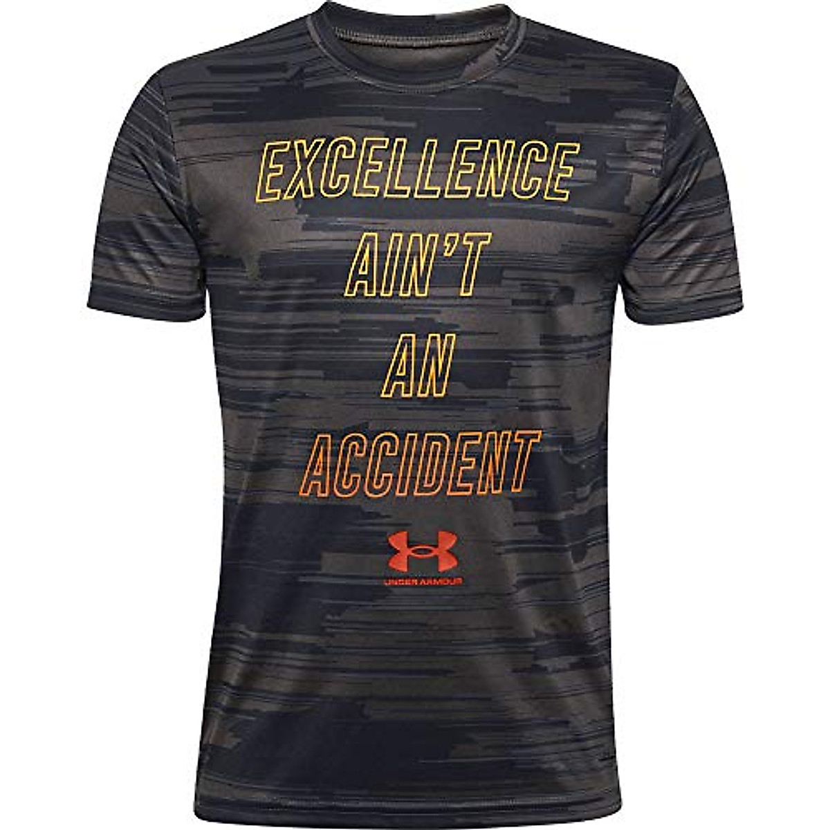 Under Armour Tech Verbiage Aop Short Sleeve, Black (001)/Rich Orange, Youth Small