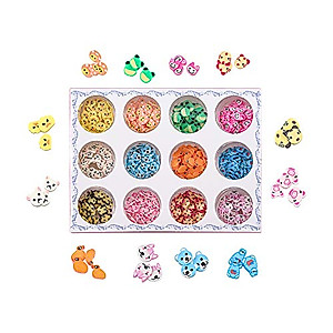 12 Bottles/Pack Flower Animal Fruit Resin Filling Glitter Soft Clay for DIY Epoxy Resin Mold Decor Nail Art Jewelry Making Tools (Animal)