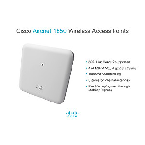 Cisco Aironet 1852I-B-K9C Controllerless Wi-Fi Access Point, 802.11ac Wave 2, with Internal Antenna (AIR-AP1852I-B-K9C)