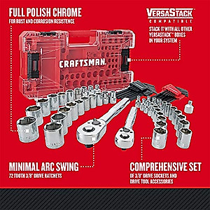 CRAFTSMAN Socket Set, 3/8 and 1/4-inch Drive, 71-Piece Mechanic Tool Set with VERSASTACK Storage (CMMT45071)