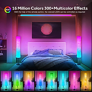 Houkiper RGB Floor Lamp - 61" Led Floor Lamps for Living Room Modern Smart Lamp Alexa App Control RGB Standing Lamp with DIY Mode, Music Sync & White Fabric Shade, Color Changing Led Lamp for Bedroom