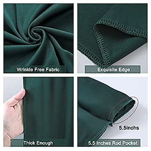CO-AVE 10x10ft Hunter Green Backdrop Curtains for Parties Baby Shower Wedding Photo Backdrop Drapes Decorations Wrinkle Free Chiffon Fabric Dark Green Background Curtains 5x10ft, 2 Panels
